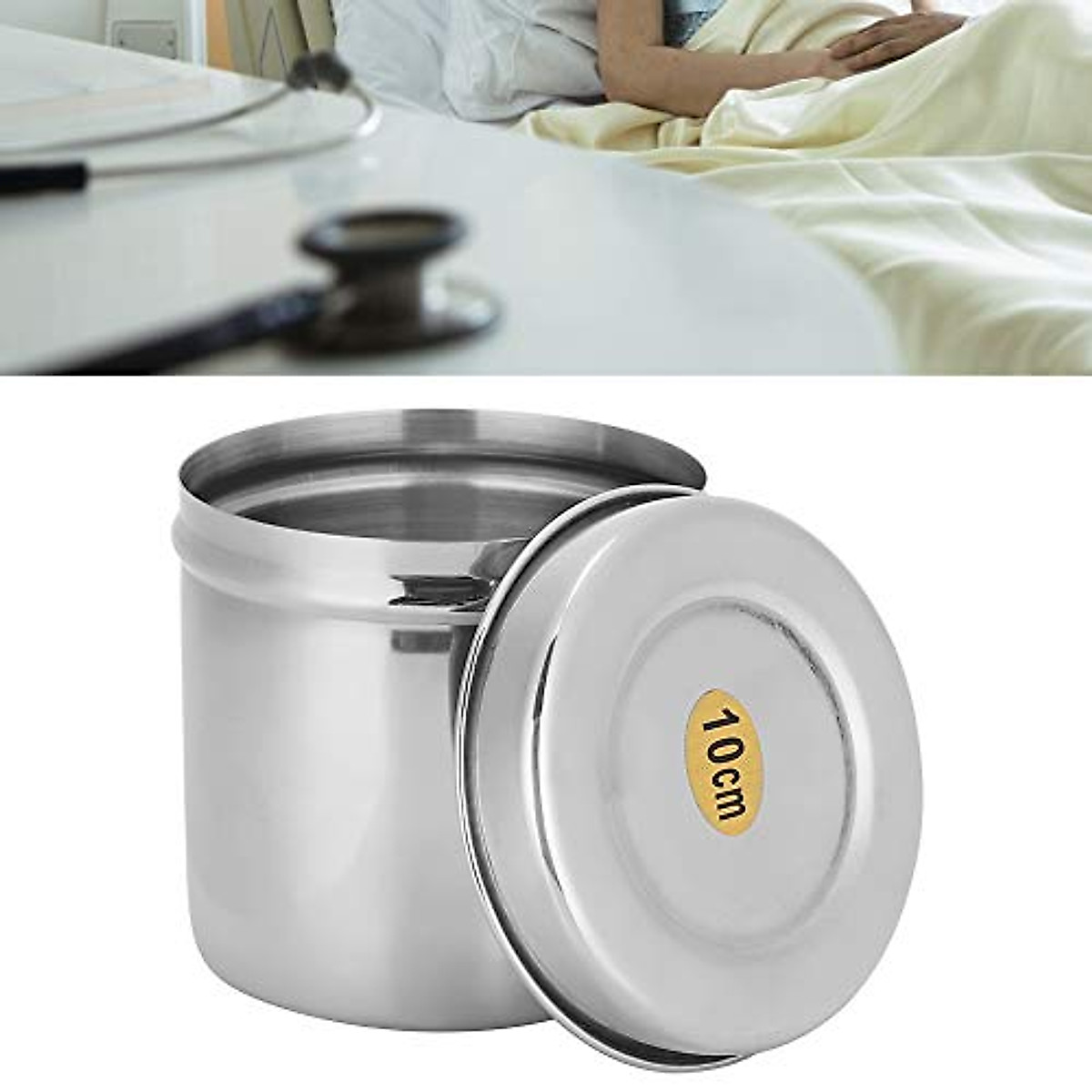 Bathroom Vanity Organizer Stainless Steel Cotton Ball Cup Jar Container Storage Organizer Canister with Lid Bathroom Vanity Storage Organizer Apothecary Canister Jar Holder for Home Hospital Use