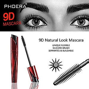 AQUAPURITY - PHOERA Lash Volume Mascara Waterproof, smudge proof Long Lasting Fiber Lash Black Mascara, 9D Curling Eye Makeup Intense Lengthen & Volumize False Eyelashes | Cruelty Free…