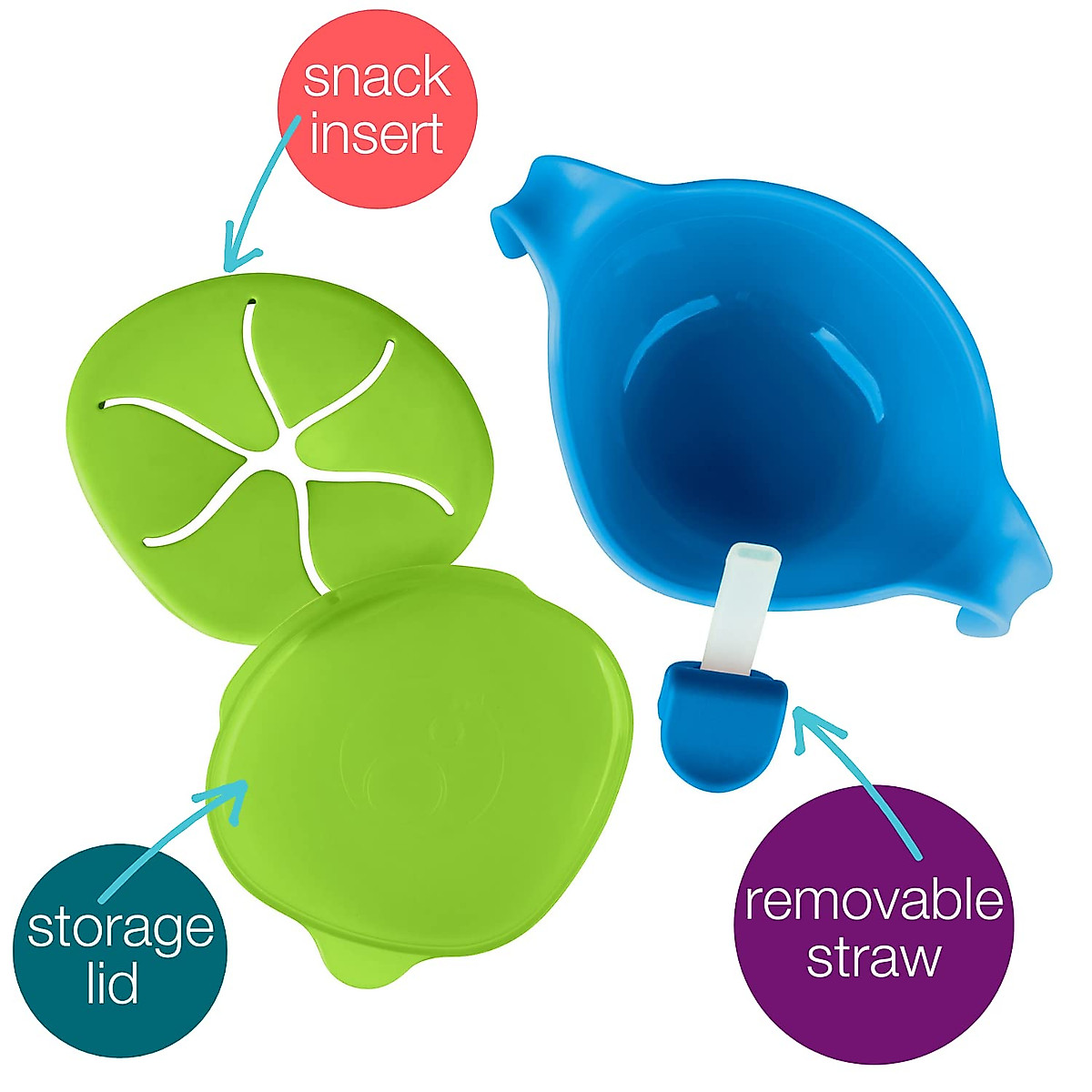 b.box 3 in 1 Toddler Bowl | Includes Straw, Lid & No Spill Snack Insert | Dishwasher & Microwave Safe | BPA Free | Ages 6 mo+ (Ocean Breeze, 8.5 oz)