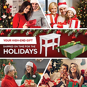 Bamboo Shower Bench Spa Stool - Wood 2-Tier Seat, Foot Rest Shaving Stool with Non-Slip Feet + Storage Shelf - Seat or Organizer for Bathroom, Living Room, Bedroom and Garden Décor (White)