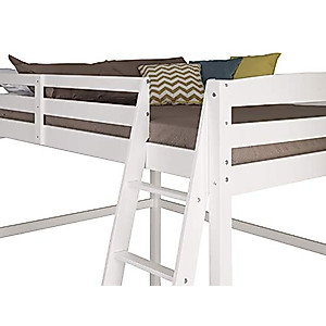 Camaflexi Tribeca Solid Wood High Loft Bed Frame / 14 Wood Slats Support / No Box Spring Necessary/ Easy Assembly / Twin - White