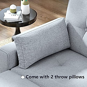 Merax 48 Inch Convertible Sleeper Bed, Multi-Functional Adjustable Sofa Couch Chair with Dual USB Ports and 2 Pillows, Gray(Linen)