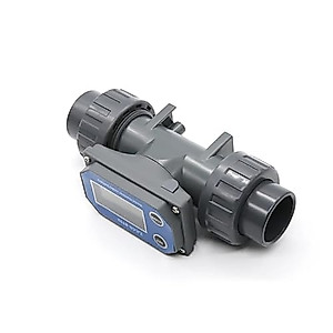 DN25-80 Turbine Flow Meter Electronic LCD Digital Display Flowmeter ZJLCD-BT01 PVC Pipe Liquid Water for Farm/Garden Irrigation(DN32,with Cable)