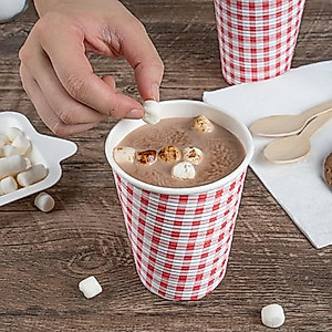 Restaurantware 12 Ounce Disposable Coffee Cups 500 Spiral Wall Hot Cups For Coffee - Lids Sold Separately Rolled Rim Paper Insulated Coffee Cups Picnic Print For Coffee Tea And More