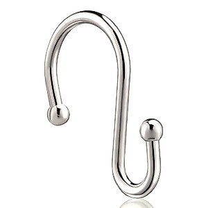 Nickel Shower Curtain Hooks, Rust Proof Shower Curtain Rings for Bathroom, Set of 12 CHICTIE Silver S Shaped Decorative Shower Curtain Hooks Hangers for Bathroom Curtains,Clothing, Towels, etc