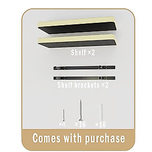 WCKOMA Glow in Dark Floating Shelves 2 Pack 24 inch, Modern Wall Shelves for Living Room, Kitchen, Bedroom, Bathroom, Office, Display Storage, 2 Black Floating Wall Shelves for Wall Decor