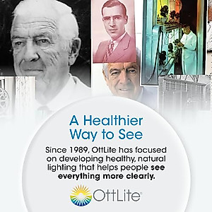 OttLite 18w EasyView Standing Floor Lamp with Optical Grade 3X Magnifier Attachment Arm & Flexible Neck - Wide Wing Shade with Modern Design for Crafting, Work, Office, Dorm Room, Sewing & Reading