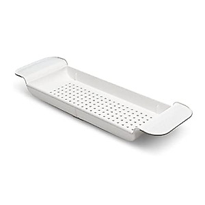 Madesmart Expandable Bath Shelf Caddy for Bathtubs, Plastic Shower and Bath Tub Tray, 30.87" x 6.81", White