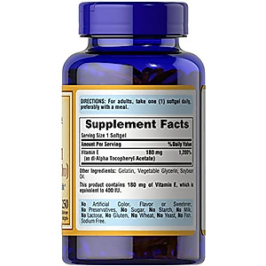 Puritans Pride Vitamin E-400 IU-250 Softgels (31578)