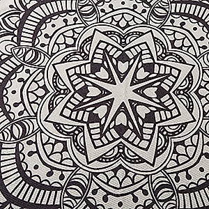 Jucoan 4Ft Round Cotton Area Rug, Chic Decorative Boho Mandala Circle Rug with Tassels, Washable Indoor Floor Throw Area Rug for Living Room, Kid Playroom, Nursery Room