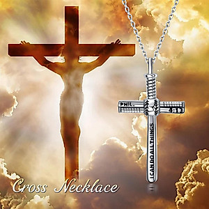 YAFEINI Baseball Cross Necklace Sterling Silver Sports Baseball Bat Cross Necklace Strength Bible Verse Cross Pendant Jewelry Gifts for Women (Baseball Cross Necklace)