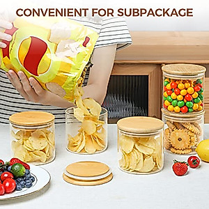 ComSaf 20 oz Glass Food Storage Jars Set of 6, Clear Storage Containers with Airtight Bamboo Lid, Pantry Organization Jar, Spice, Blooming Tea, Coffee and Sugar Container, Canister Set for Kitchen
