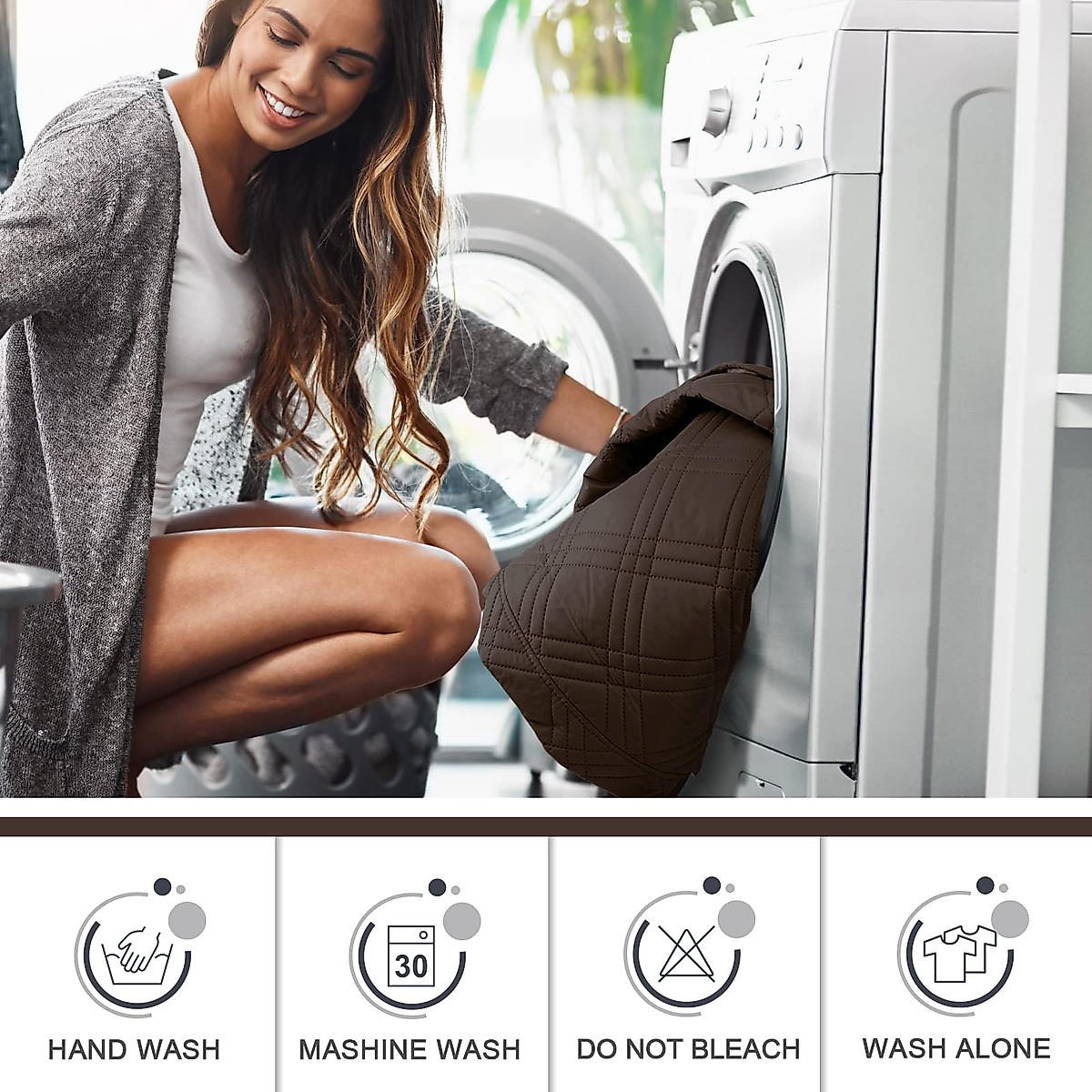 TAOCOCO 100% Waterproof Loveseat Recliner Cover, Non Slip Split Loveseat Covers for Reclining Loveseat with Elastic Straps, Washable Recliner Chair/Furniture Protector for Pets(2 Seater, Chocolate)