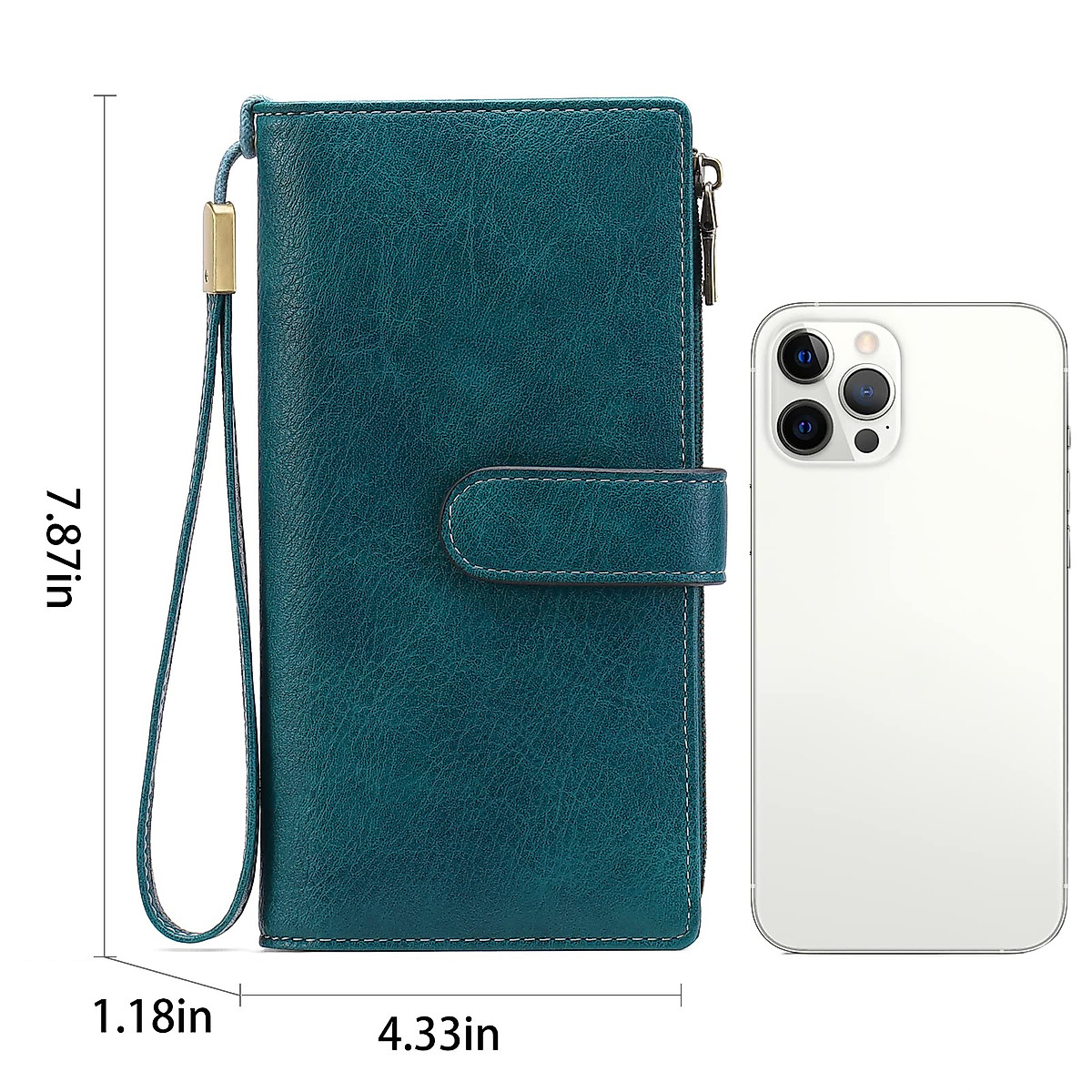 GOIACII Womens Wallets Large Capacity Credit Card Holder Rfid Wallet Women Double Zipper Pocket Leather Bifold Ladies Wristlet Clutch Wallet