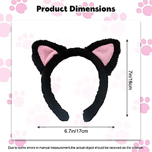 AEGYPIUS Cat Ear Headbands - Plush Soft Ears for Makeup, Shower, Teen Girls & Women (Black)