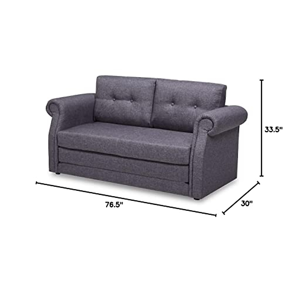 Container Direct Elvin Contemporary Linen Fabric Scroll Armrest Sofa Bed, Dark Grey