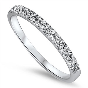 Wedding Clear CZ Cluster Stackable Ring New .925 Sterling Silver Band Size 6