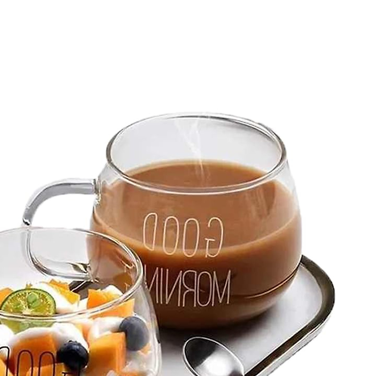 MIGONG Glass Mugs, 3.1X4.3in Borosilicate Glass for Milk Tea Coffee Cocktails and Home Coffee Shop Glass Mugs, with Handle for Homes Coffee Shops Tea Cups