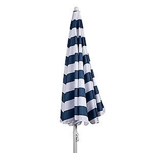 PICNIC TIME Outdoor Canopy Sunshade Beach Umbrella 5.5', Small Patio Umbrella, Beach Chair Umbrella, (Blue & White Stripe)