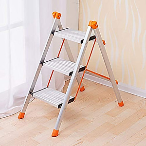 PENGJIE Folding Ladder Step Stool Ladder Stool 3 Step Folding Heavy Duty Steel Aluminum Alloy Portable Anti Slip Mat Tread Compact 150 Kg Capacity