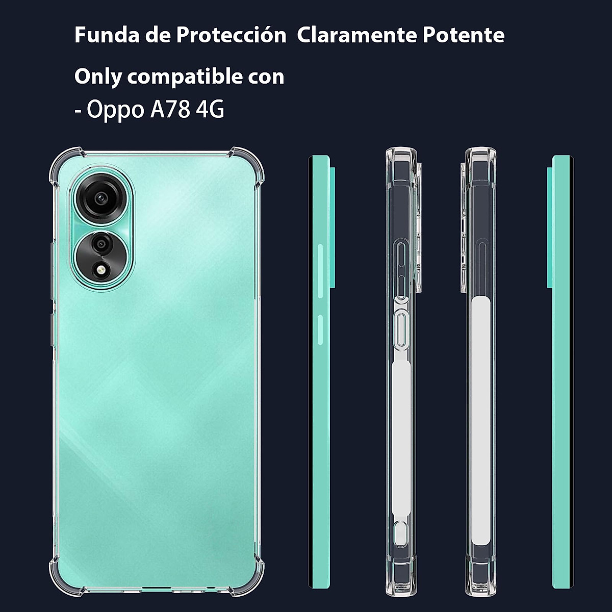 USTIYA Case for Oppo A78 4G Clear TPU Four Corners Protective Cover Transparent Soft