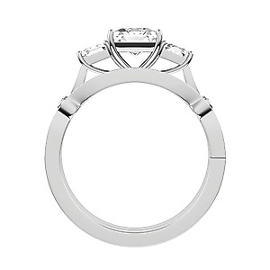 1.7 CT 3-Stone Princess Cut Bridal Set Moissanite engagement rings for women 10K 14k 18K gold ring Platinum Plated Silver Princess moissanite rings 4108