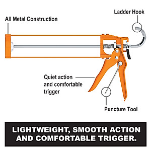 Albion Engineering Company B1 B-Line Manual Skeleton Cartridge Caulking Gun, No Drip, 1/10 Gallon (10oz), 7:1 Drive
