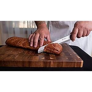 HUMBEE Chef 8 Inch, Serrated Bread Knife, Black