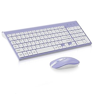 cimetech Wireless Keyboard and Mouse Combo, Compact Full Size Wireless Computer Keyboard and Mouse Set 2.4G Ultra-Thin Sleek Design for Windows, Computer, Desktop, PC, Notebook - Purple