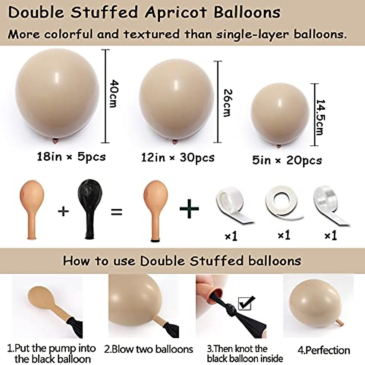 Nude Beige Balloon Double Stuffed Apricot Brown Balloons Garland Different Sizes Latex Tan Balloons Arch Kit for Neutral Baby Shower Jungle Theme Woodland Teddy Bear Birthday Boho Party Decorations……