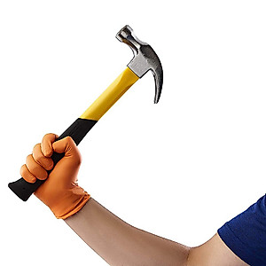 Venom Steel Maximum Grip Nitrile Gloves, 8 Mil Thick, Raised Diamond Texture For Grip, Puncture and Rip Resistant, Hi-Visibility Orange, One Size Fits Most (100 Count)