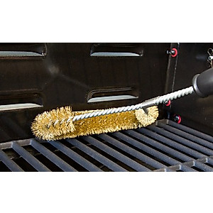 Grill Brush – 12 Inch, Brass Bristle Wire, Heavy Duty Brush Suitable for Cleaning Weber, Barbecook, Ducane and Nexgrill Gas, Electric and Charcoal Bbqs. Unlike Stainless Steel, Won’t Scratch Porcelain Coated Barbecue Grills & Grates – Best Guarantee.