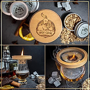 Tipsy Genie Alcohol Infuser Cocktail Smoker Kit with Four Wood Chips for Whiskey, Bourbon, and Cocktails. Old Fashioned Drink Smoker Kit., 6.5x6x2.5