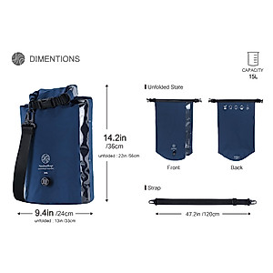 Noitullop Washbag Portable Washing Machine - 15L Fully Waterproof Dry Bag - Lightweight Compact Nylon Washing Machine - Portable Manual Clothes Washer Laundry Bag (Navy)