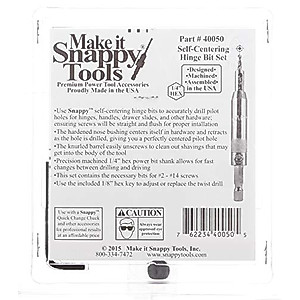 Snappy Tools 5pc Self Centering Hinge Drill Bit Set, Spring Loaded. Proudly Made in the USA.