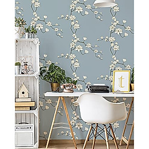 GloryTik 15.5" x 118" Floral Wallpaper Peel and Stick Wallpaper Beige Flowers Contact Paper Self-Adhesive Wallpaper Waterproof Removable Wallpaper Decoration for Cabinets Bedroom Walls