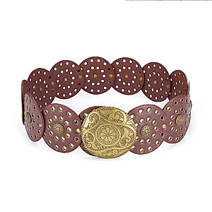 Concho Belts for Women Western Style, Vintage Wide Leather Belt, Circle Whippy Concho Belts, Boho Moroccan Belt Black (Brown, 115cm/45in)