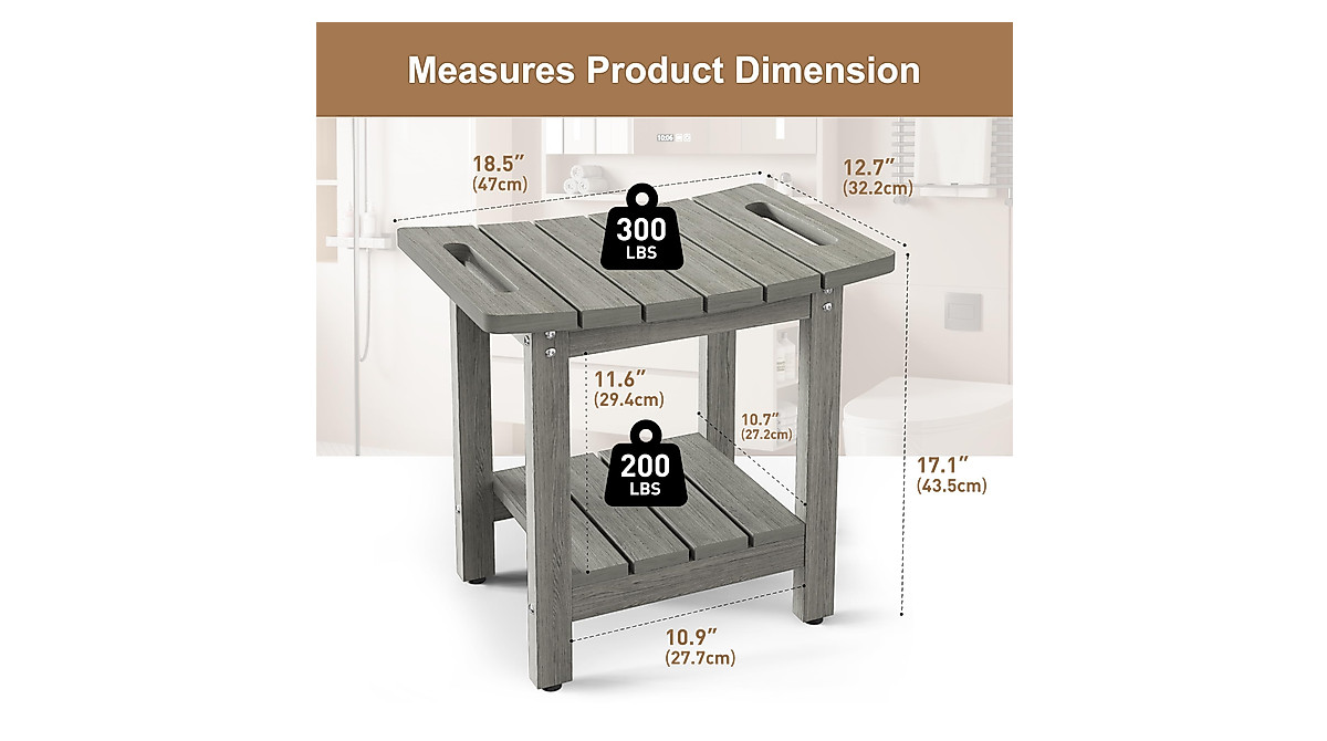 oridom HIPS Shower Bench - Waterproof Spa Bathroom Stool
