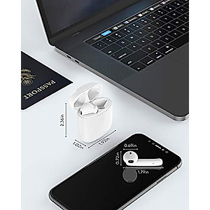 FALWEDI Bluetooth 5.0 True Wireless Earbuds with Charging Case for iPhone Android, 30H Cyclic Playtime Waterproof Stereo Headphones with mic, in-Ear Earphones Headset for Sport-White