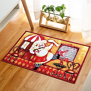 FAMIFIRST Kitchen Rug 2 Piece Non Slip Kitchen Mat Latex Backing Door Mat Floor Mat Kitchen Decor Set, 16''x47''+16''x23'', Bannock Chef