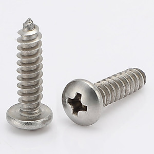 #8 x 3/4" Pan Head Self Tapping Screws Sheet Metal Wood Screws, 304 Stainless Steel 18-8, 100 PCS