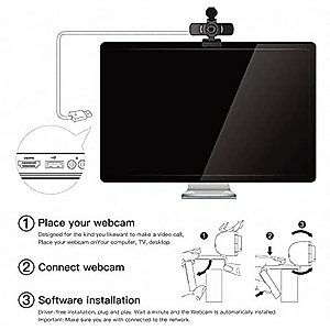 Computer Camera with Microphone,LarmTek 1080P Webcam with Webcam Cover Compatible with Mac OS Windows Laptop PC Desktop,HD Webcam for Live Streaming Gaming Calling Video Conferencing