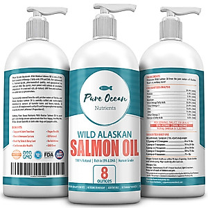 Wild Alaskan Salmon Oil for Dogs and Cats 8 Ounce; Natural Supplement with Omega 3's to Support Joint, Heart, and Immune Health; Promotes a Shiny Soft Coat and Healthy Skin