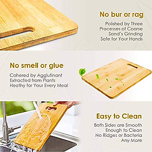 Bulfyss Large Natural Bamboo Wood Chopping Cutting Board For Kitchen Vegetables, Fruits & Cheese, Bpa Free, Eco-Friendly, Anti-Microbial Standard Natural Bamboo Standard Natural Bamboo