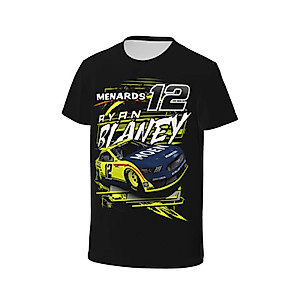ASFRSH Ryan Blaney 12 Shirt for Teen Girl & Boy Printing Short Sleeve Tee Athletic Classic Shirt Crewneck T-Shirt