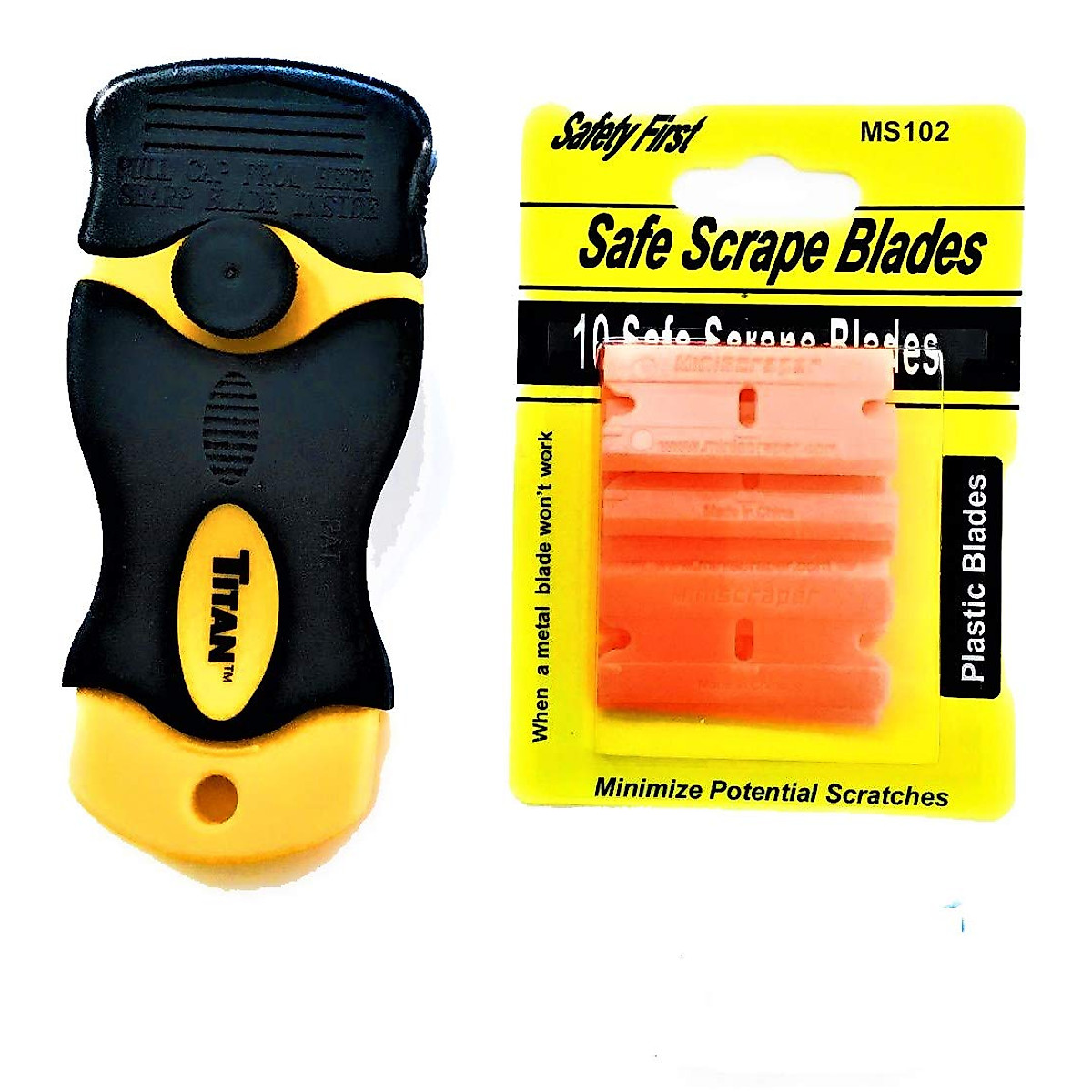 Titan Mini Scraper with 5 Metal and 10 Plastic Blades Razor Scraper for Removing Glue, Sticker, Decals, labels Tint from Car Window and Glass