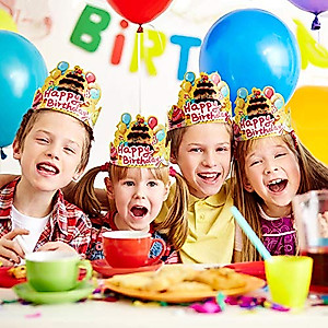 JINCH 30 Pack Birthday Crowns for Kids Classroom, Cute Elastic Happy Birthday Hats for Students Class School Kindergarten VBS Party Supplies