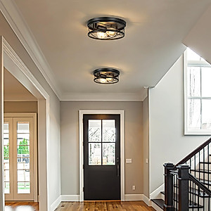 VIOLOEMI Farmhouse lights Industrial Ceiling Lamp of 2 Pack Flush Mount Hallway ceiling lights fixtures Bedroom Ceiling Lamp Kitchen round lights（Bulbs Not Included）