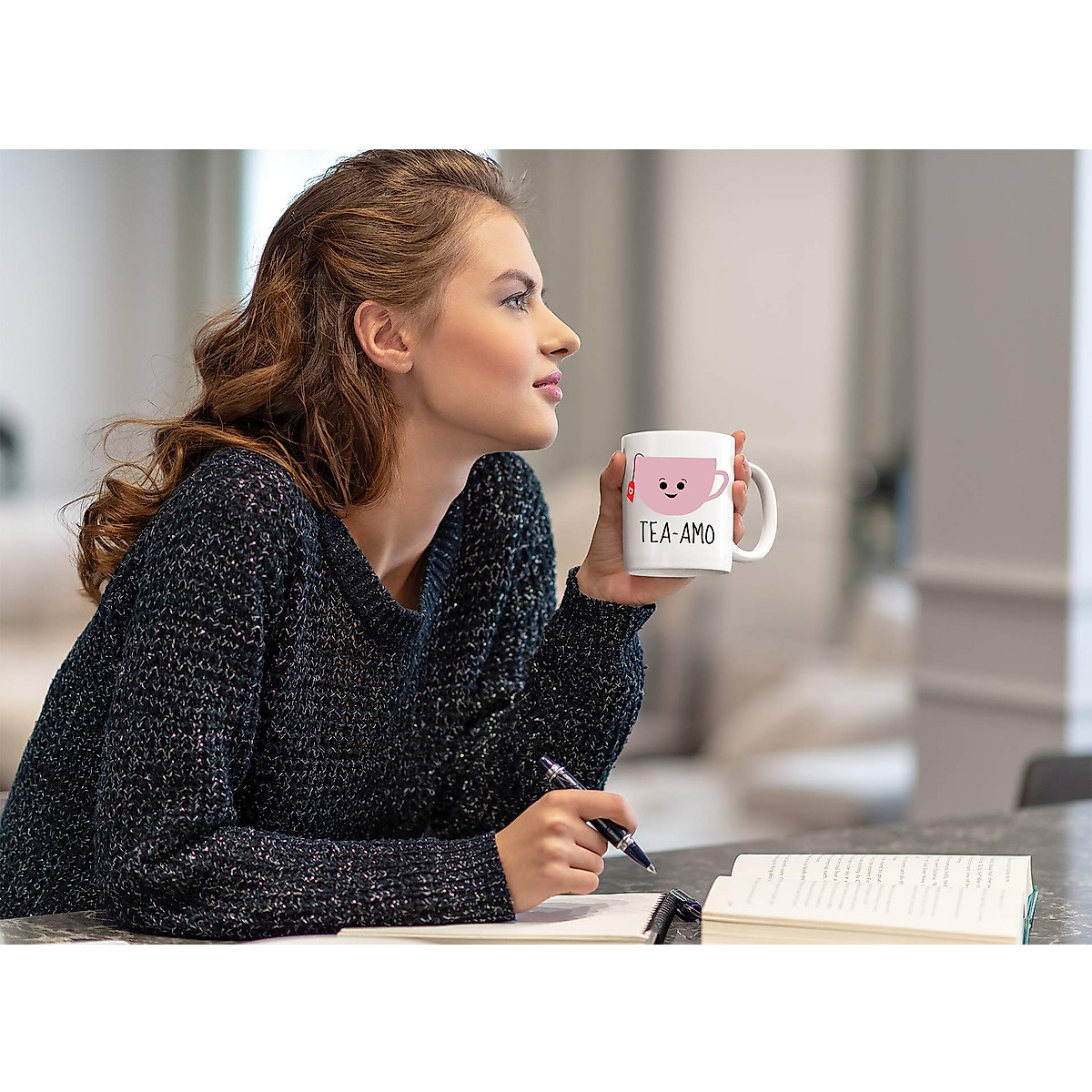 AW Fashions Tea Amo - Spanish I love You 11oz Fabulous Coffee Tea Mug Perfect for Women Funny Birthday Ideas for Her, Fiancee, Girlfriend, Wife, Mom Love you Mugs