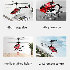 QAQQVQ 43cm Alloy Remote Control Helicopter, Aircraft with Altitude Hold, One Key Take Off/Landing, Gyro Stabilizer and High & LED Light for Indoor to Fly for Kids and Beginners